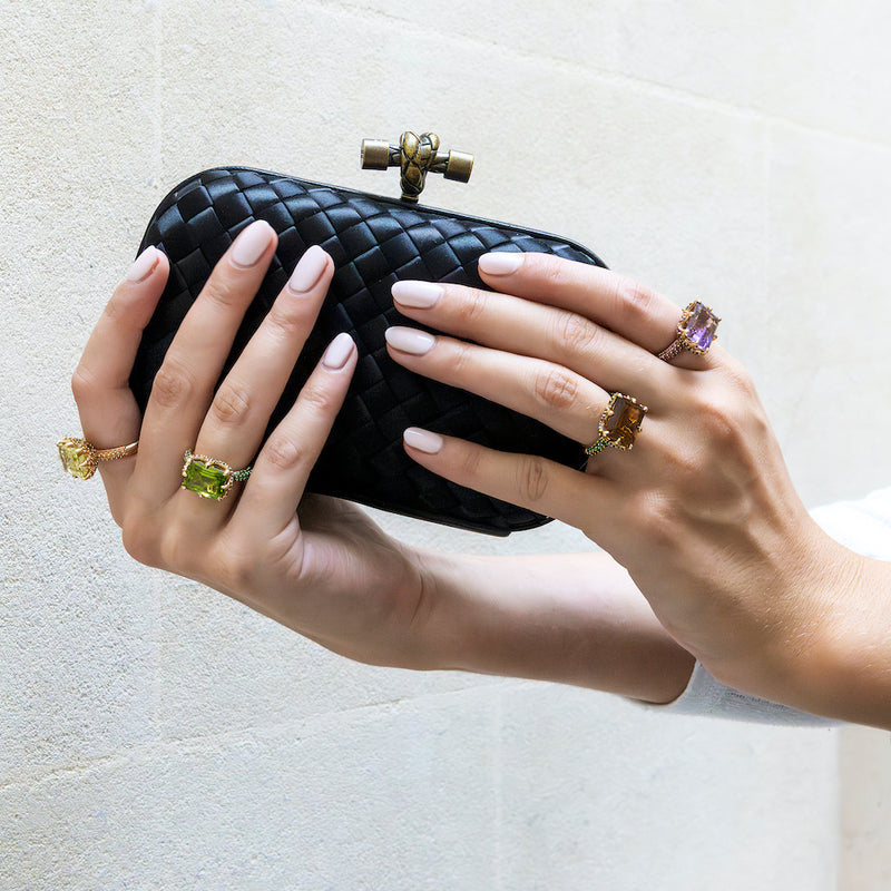 9ct Yellow Gold Claw-Set Lemon Quartz and Pavé-Set Orange Sapphire Coc